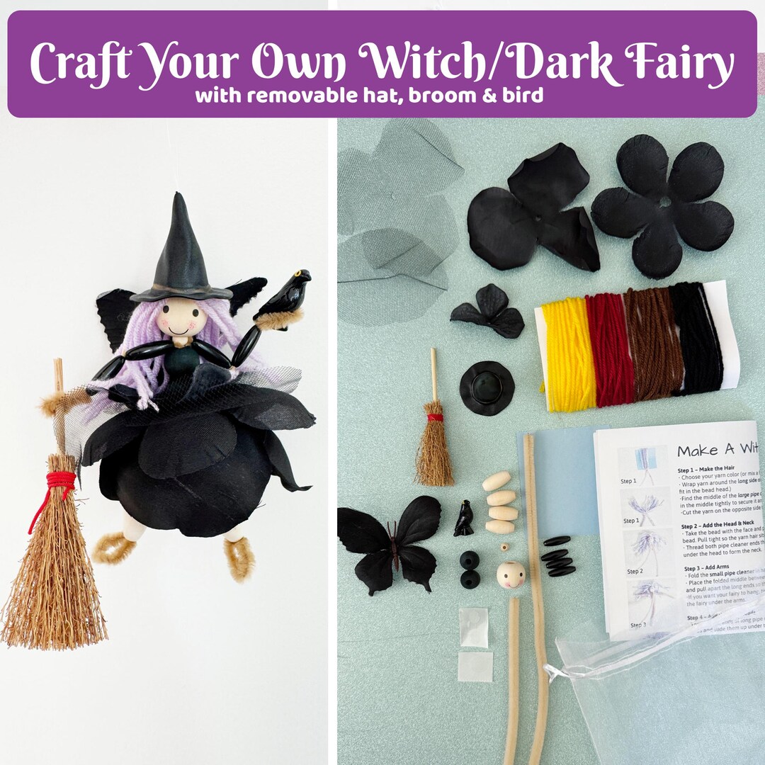 DIY Craft Kit Witch Dark Fairy Doll - Make a Fairy Toy - Fairy Craft ...