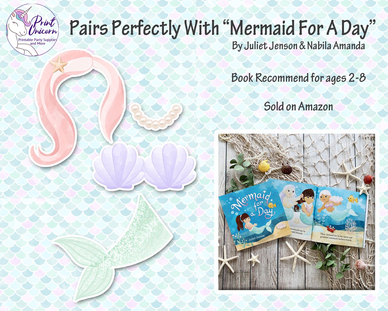 Printable Mermaid Photo Booth Props and Party Game - Little Mermaid ...