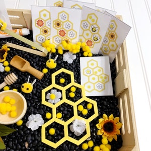 Honey Bee Sensory Bin Accessories With Extended Play Cards and ...