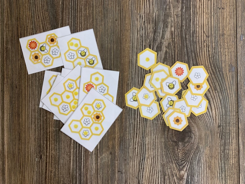 PDF Printable Bee Honeycomb Matching Cards and Menu Extended Open Play ...