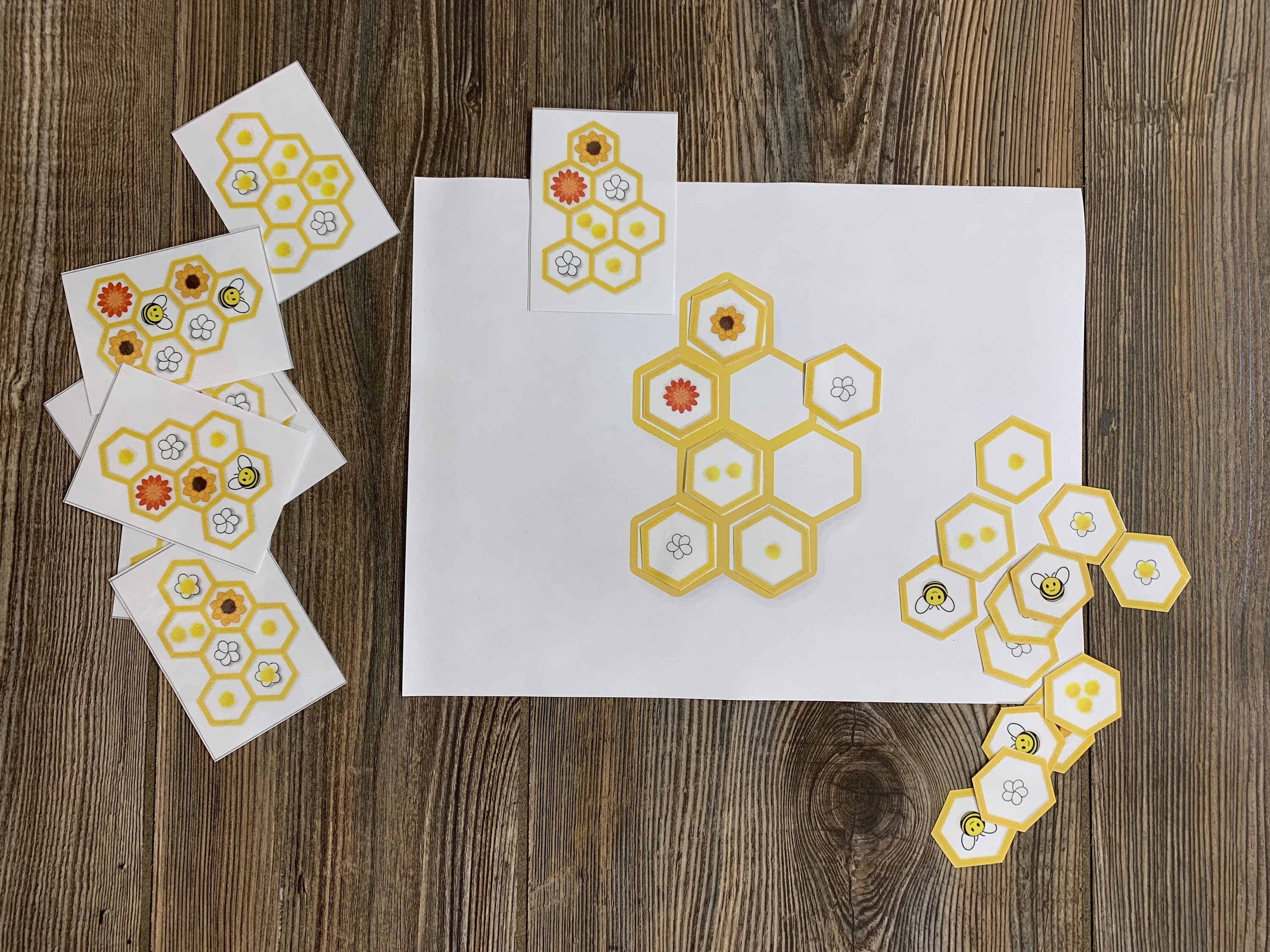 PDF Printable Bee Honeycomb Matching Cards and Menu Extended Open Play ...