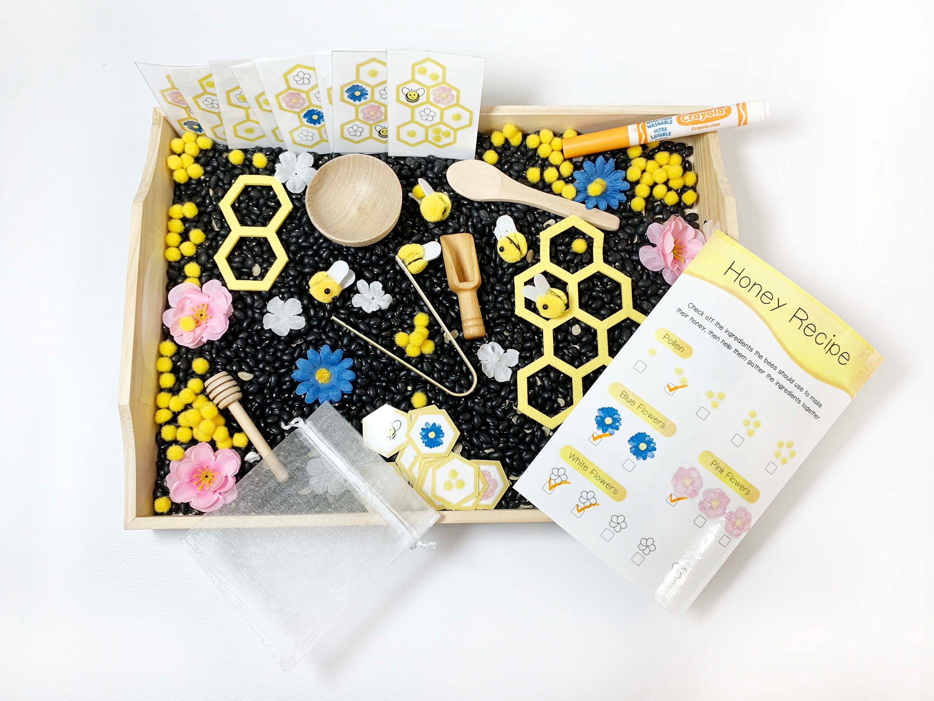 Honey Bee Sensory Bin Accessories With Extended Play Cards and ...