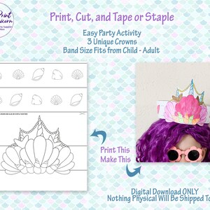 Mermaid Crowns Party Game - Printable Mermaid Coloring Activity Page ...