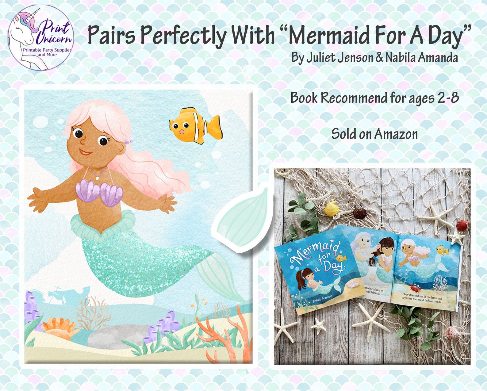 Pin the Tail on the Mermaid Printable Party Game Pin the Tail Little ...