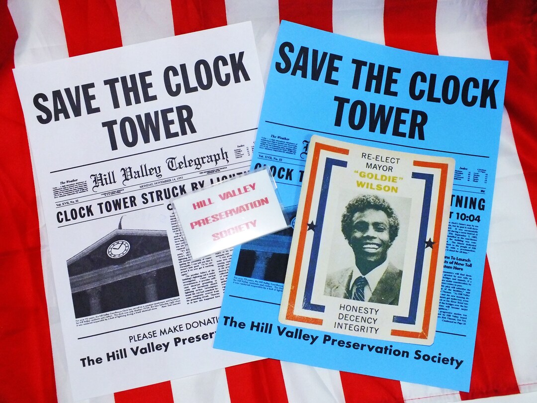 Back to the Future Save the Clock Tower and Goldie Wilson. - Etsy