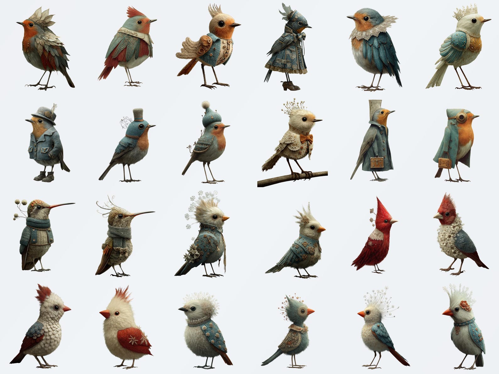 Winter Quirky Birds 50 PNG Clipart + 20 Background - DIY Card Making ...
