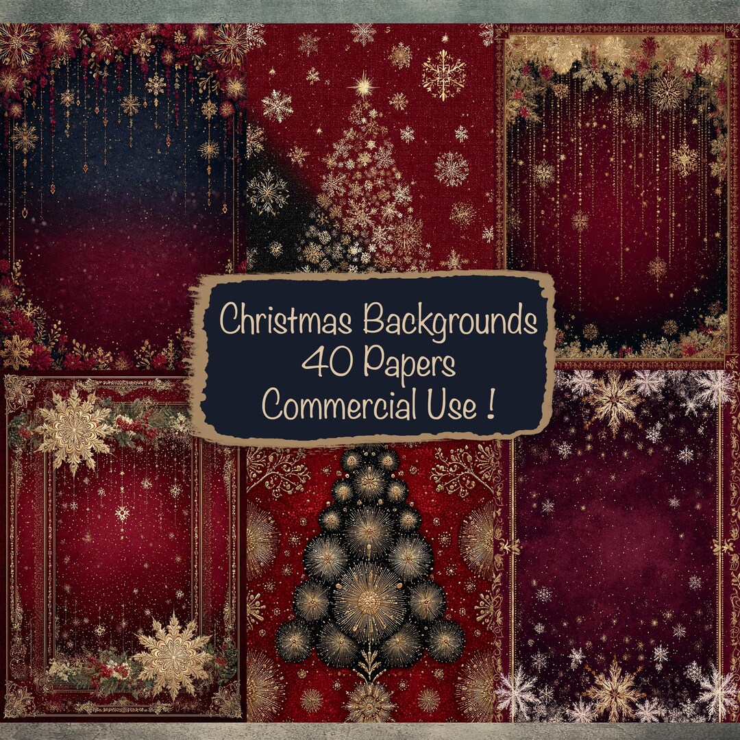 40 Christmas Backgrounds Paper Pack, DIY Projects, Card Making, Junk ...