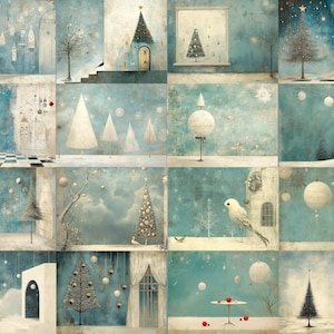 50 Whimsical Christmas Digital Backgrounds Paper Pack, DIY Projects ...