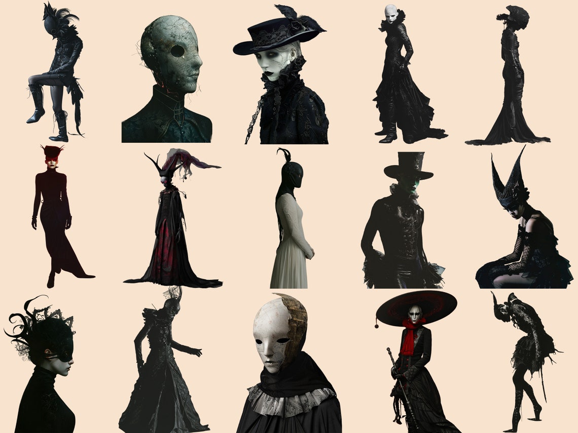 Dark Surreal Mysterious Midnight Characters 40 Clipart Png ...