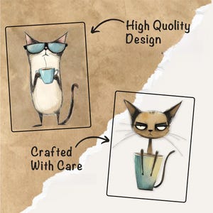 45 Whimsical Cat Coffee Lover Clipart + 15 Backgrounds, DIY Card Making ...