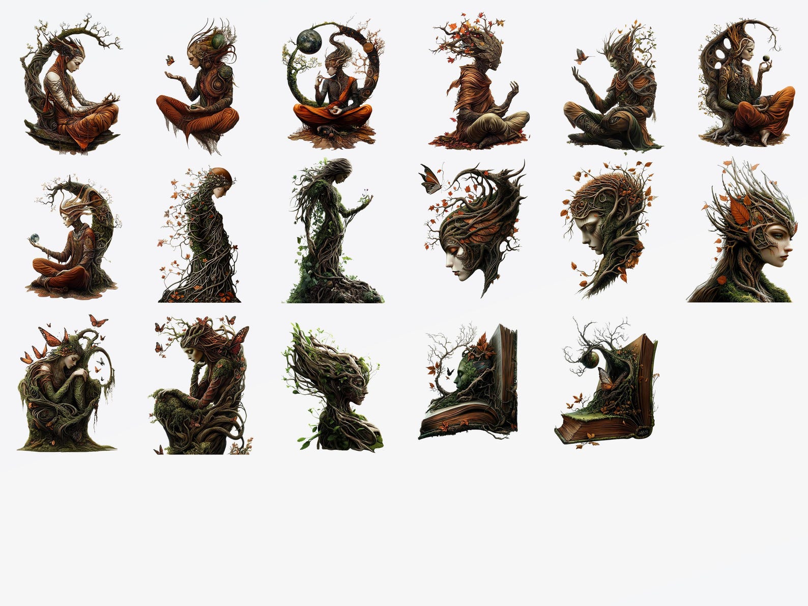 40 PNG Earth Guardian Characters Clipart Bundle + 15 Backgrounds, DIY ...
