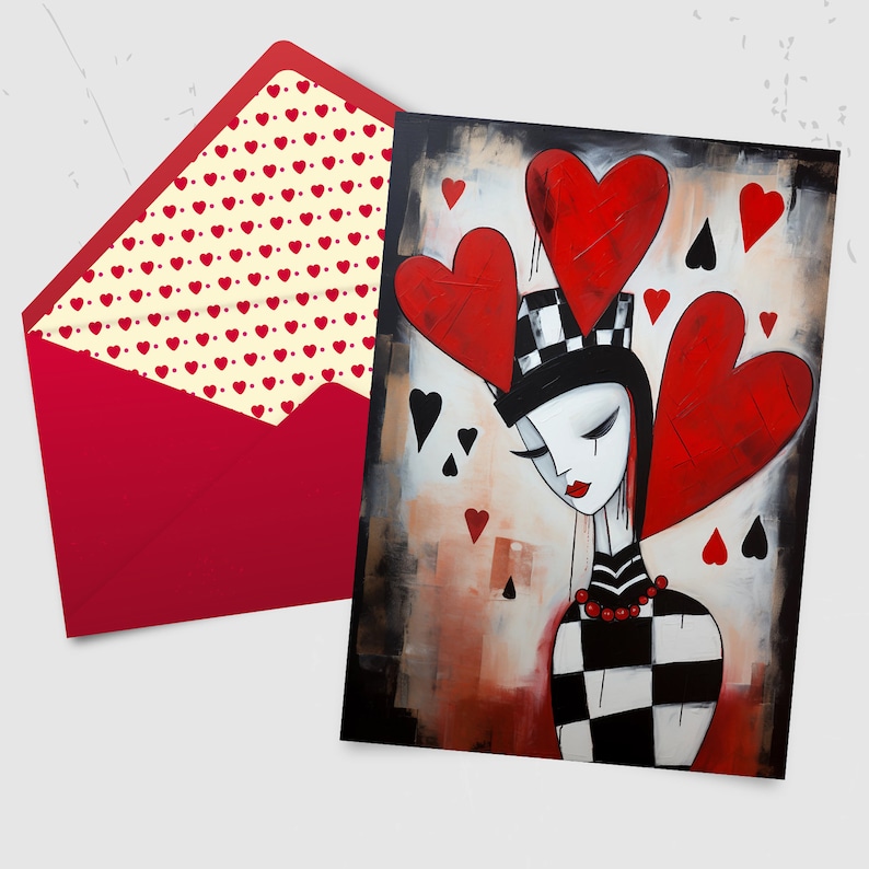 30 Quirky Queen of Hearts Digital Papers - DIY Card Making, Junk ...