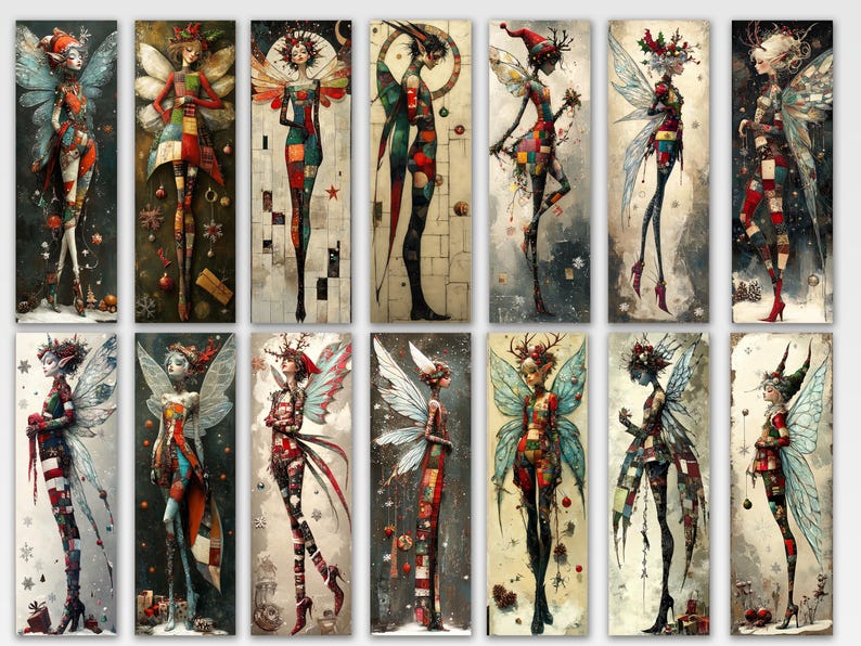 20 Unique Winter Christmas Fairies Printable Bookmark Designs ...