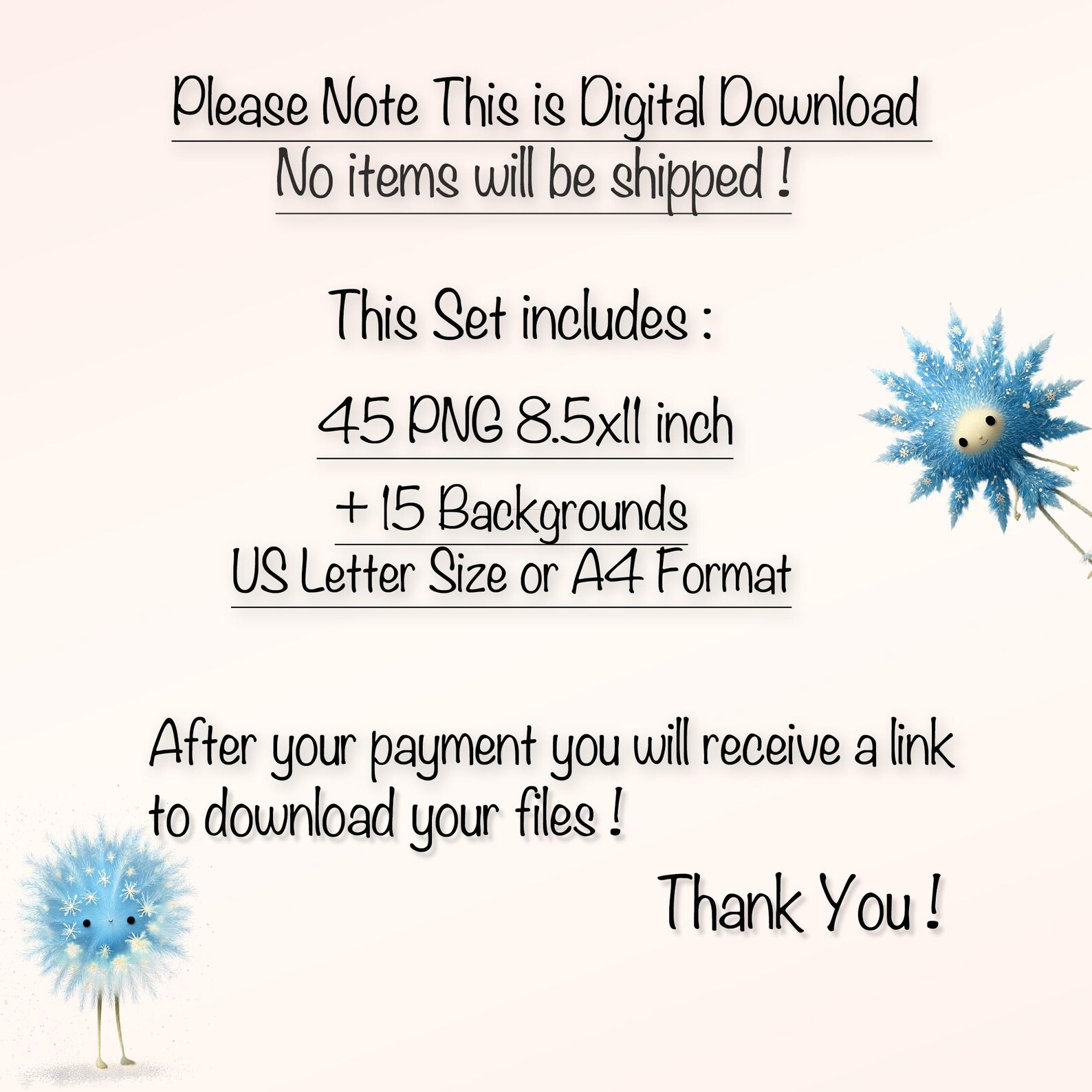 Whimsical Snowflakes Characters, 45 Clipart Bundle + 15 Backgrounds ...
