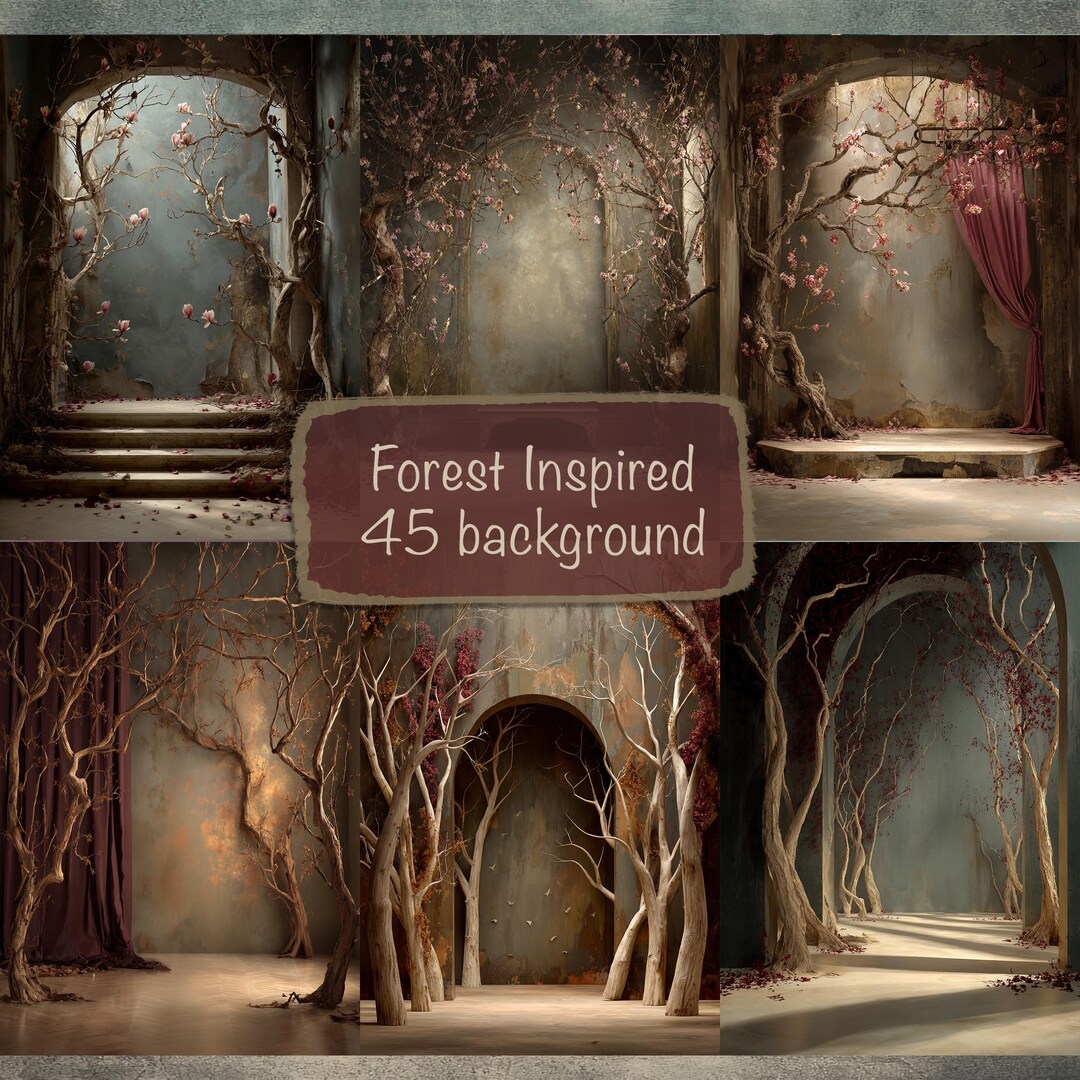 45 Forest Inspired Scenes, Digital Paper Pack, Junk Journal ...
