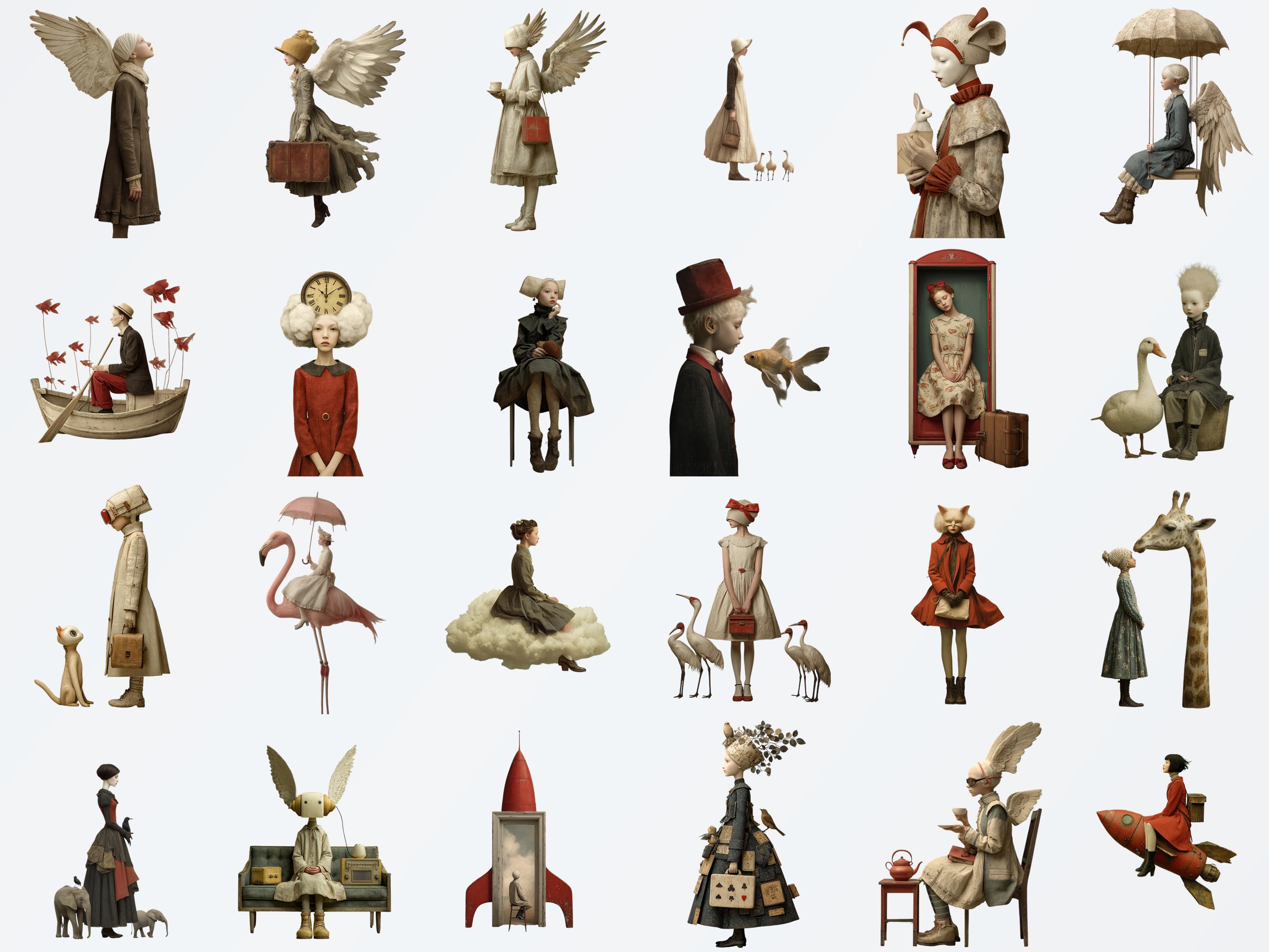 Daydream Escape Characters 80 Clipart PNG + 15 Backgrounds, DIY, Cards ...