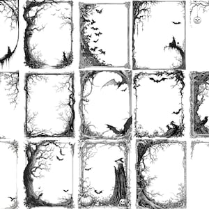 45 PNG Vintage Halloween Borders and Frames Bundle for Your Crafts, for ...