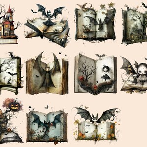 40 Png Clipart Whimsical Spooky Halloween Books, for Card Making, Books ...