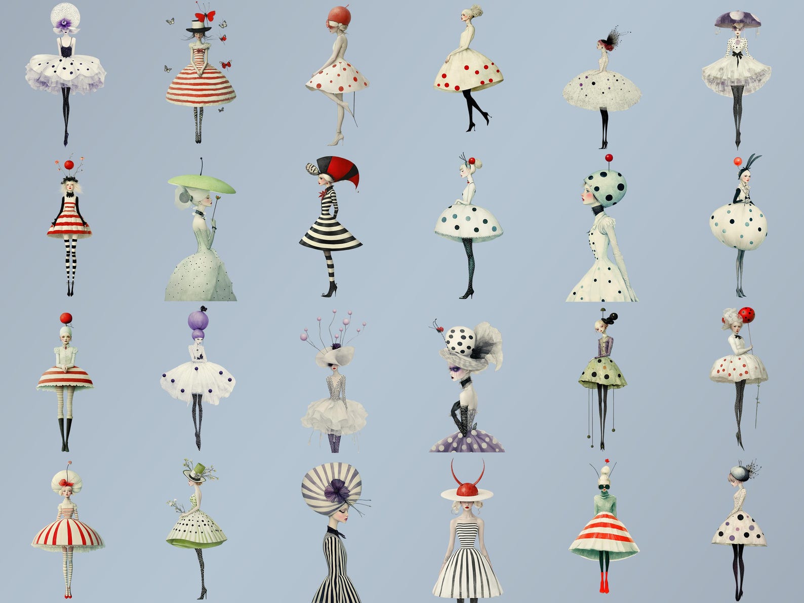 60 Peculiar Spring Fashion Woman Clipart Bundle, + 16 Backgrounds, DIY ...