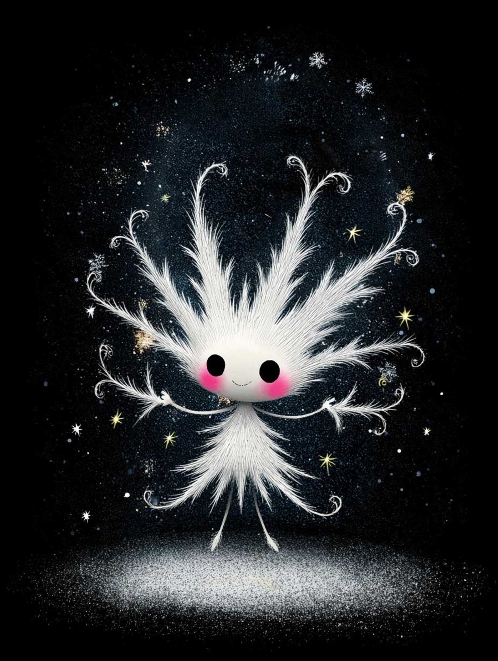 Whimsical Snowflakes Characters, 45 Clipart Bundle + 15 Backgrounds ...