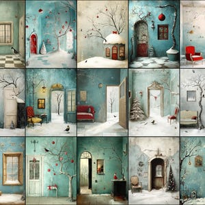 50 Whimsical Christmas Digital Backgrounds Paper Pack - DIY Card Making ...