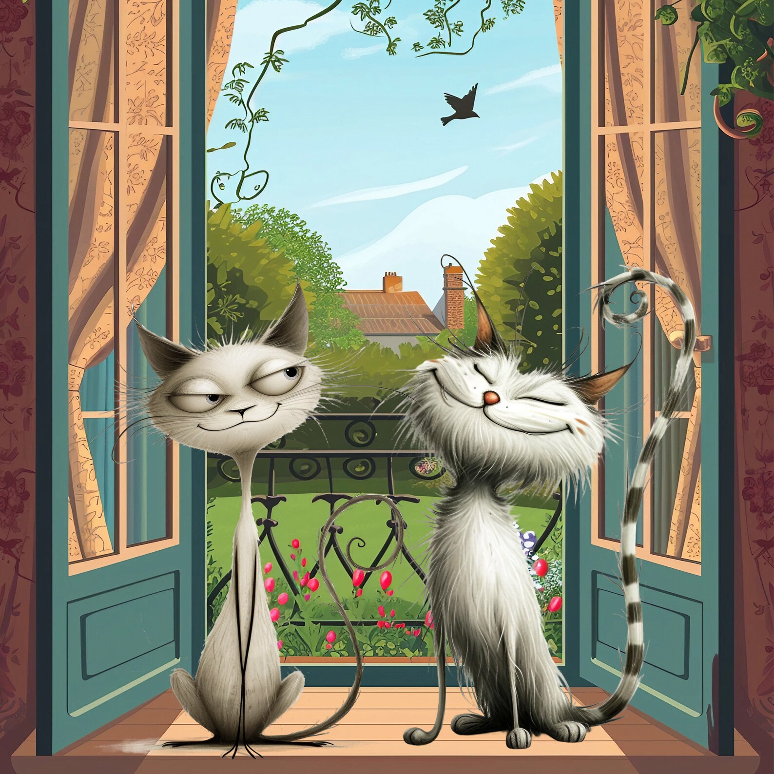 Set of 40 Quirky Whimsy Cats Png 20 Backgrounds Sheets, Card Making ...