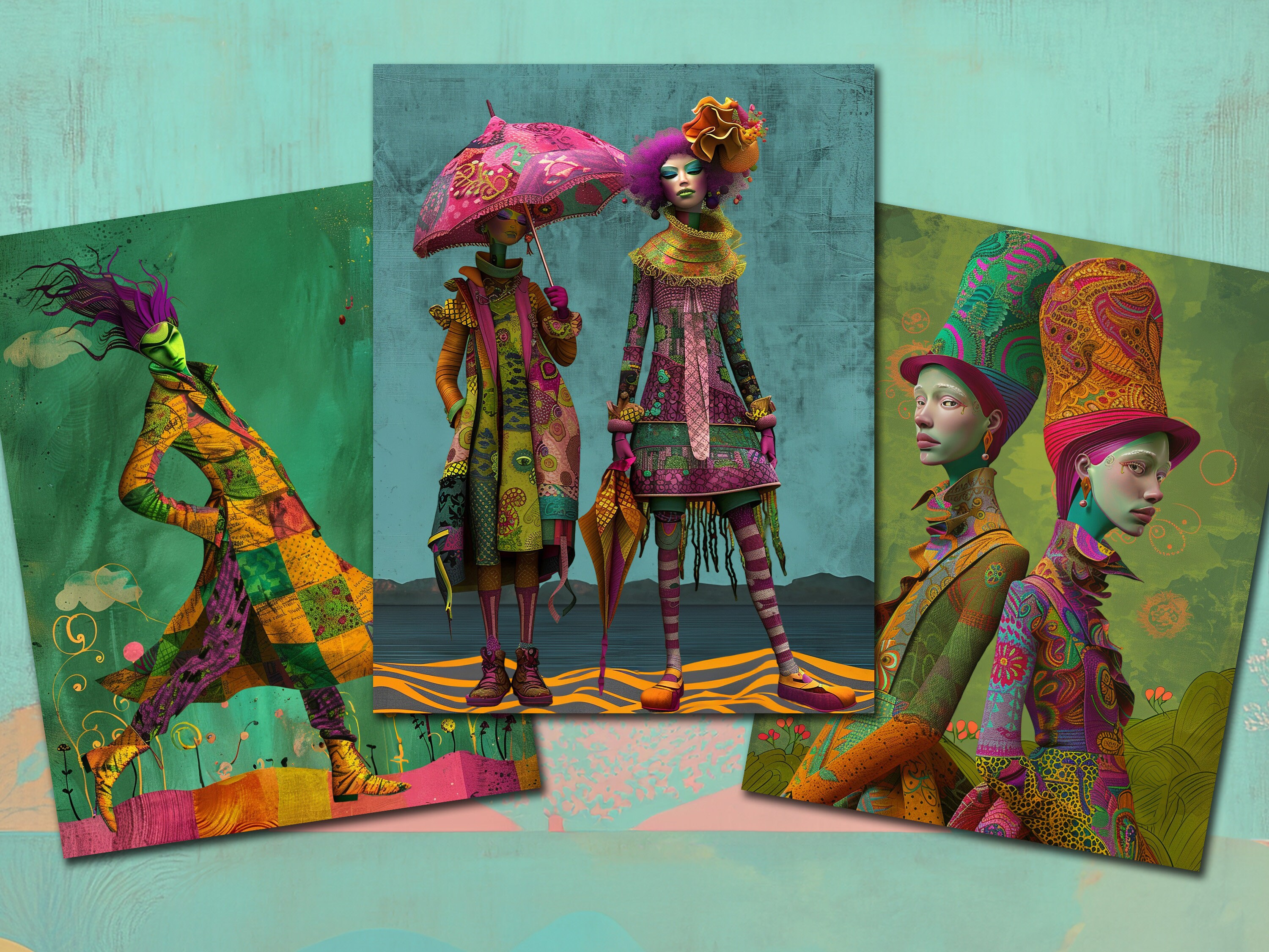 Set of 40 Peculiar Quirky Autumn People Clipart + 15 Backgrounds, for ...