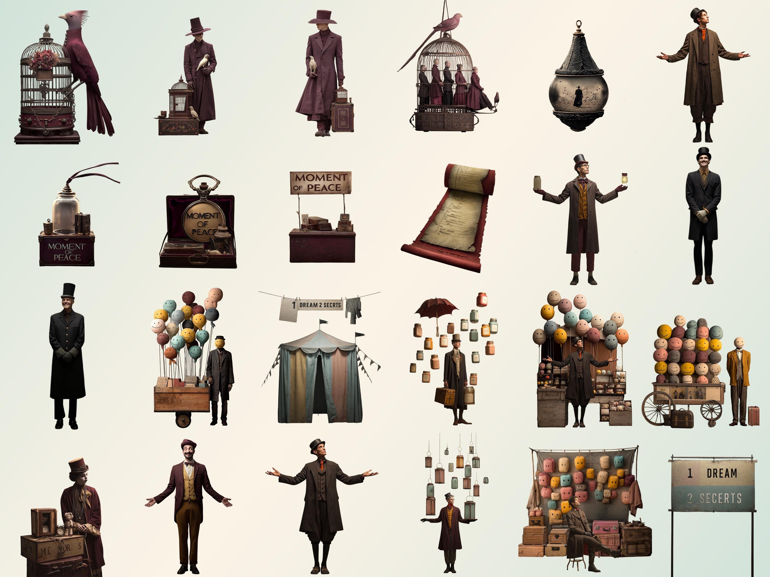 Whispering Dream Bazaar Clipart, 117 Clipart + 30 Backgrounds, DIY Card ...