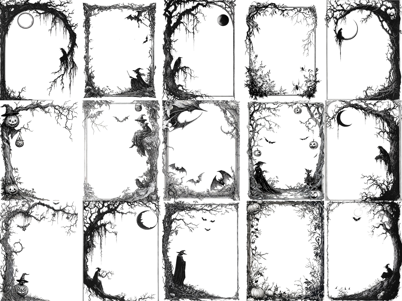 45 PNG Vintage Halloween Borders and Frames Bundle for Your Crafts, for ...