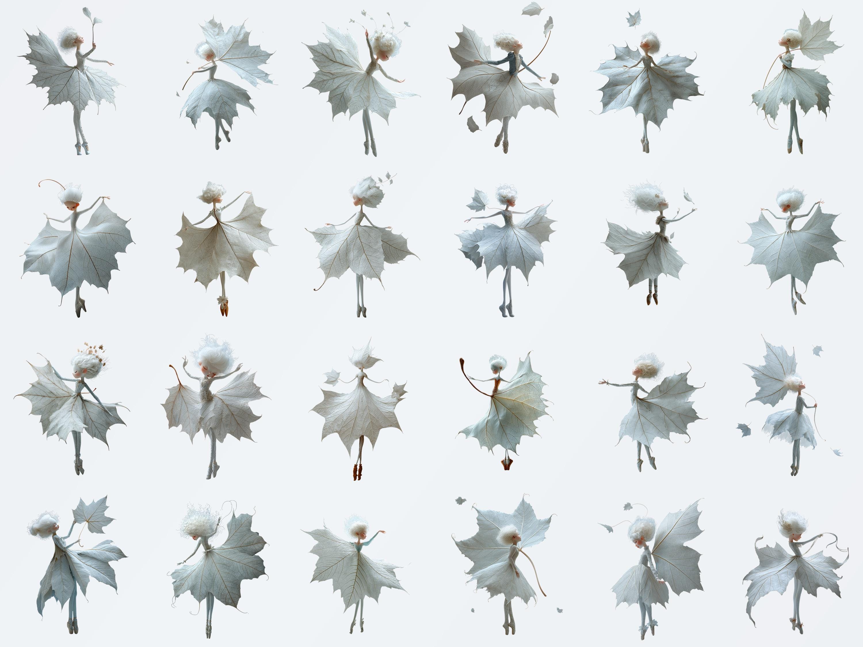 Dancing Leaf Characters 40 Clipart PNG + 15 Backgrounds - DIY Cards ...