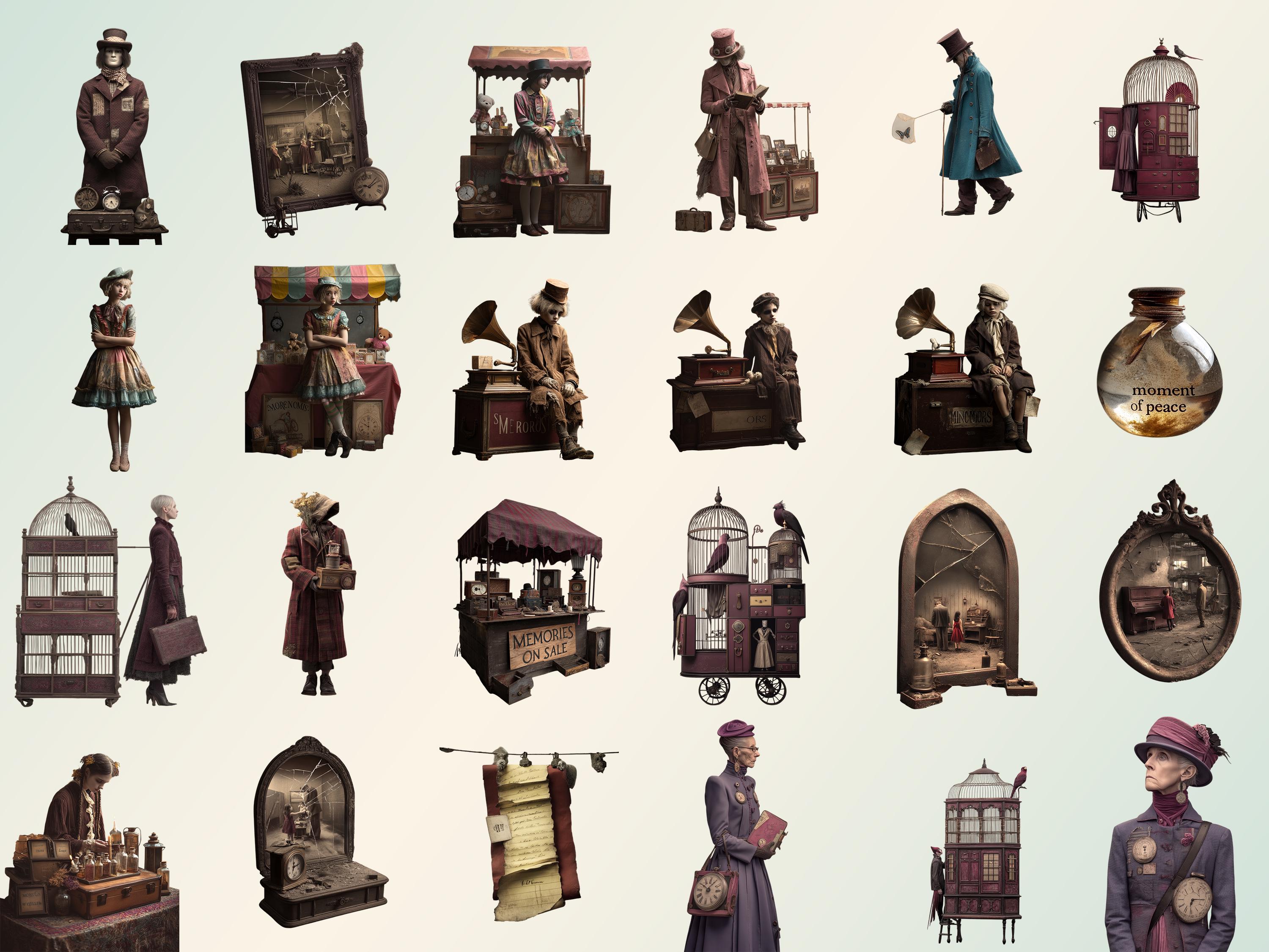 Whispering Dream Bazaar Clipart, 117 Clipart + 30 Backgrounds, DIY Card ...