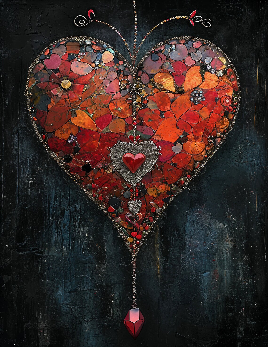 30 Quirky Queen of Hearts Digital Papers - DIY Card Making, Junk ...