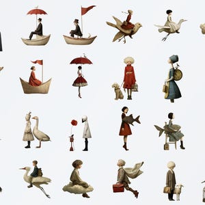 Daydream Escape Characters 80 Clipart PNG + 15 Backgrounds, DIY, Cards ...
