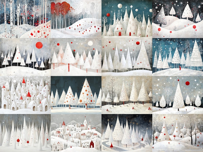 40 Printable Whimsical Winter Christmas Digital Papers - for Crafts ...