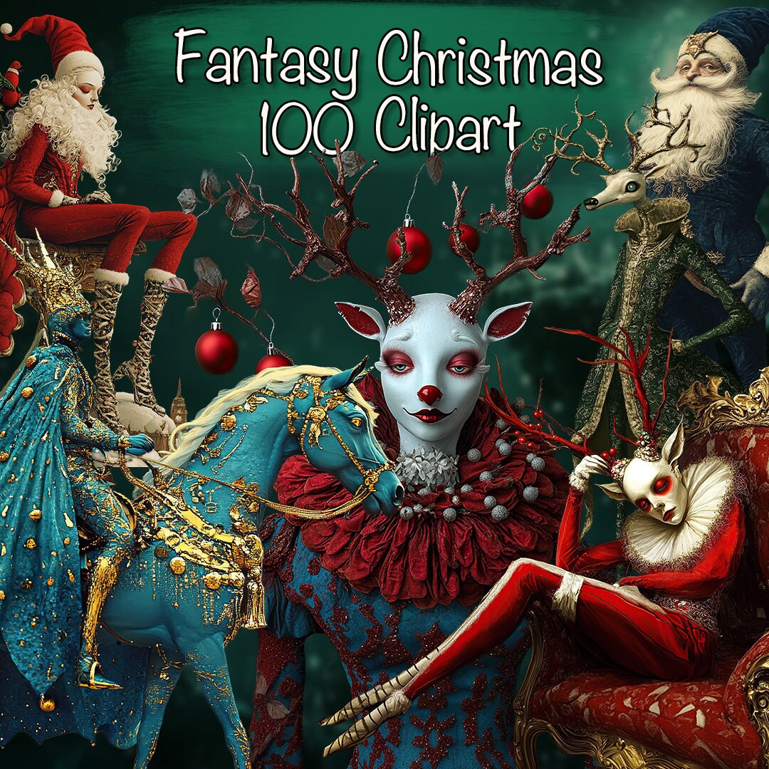 Big Bundle 100 Fantasy Surreal Christmas Characters + 30 Backgrounds ...