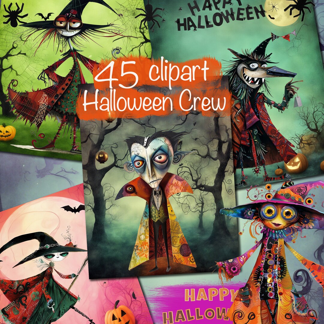 Vibrant Halloween Clipart Pack - 45 Whimsical Designs and 15 ...