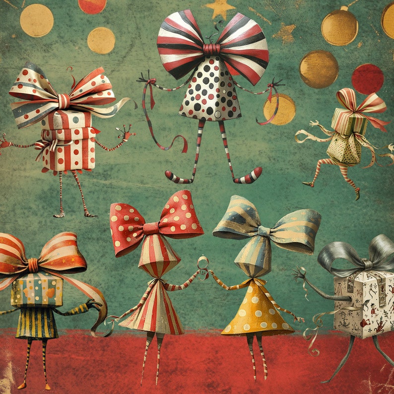 40 Surreal Whimsical Vintage Christmas Presents Characters + 10 ...