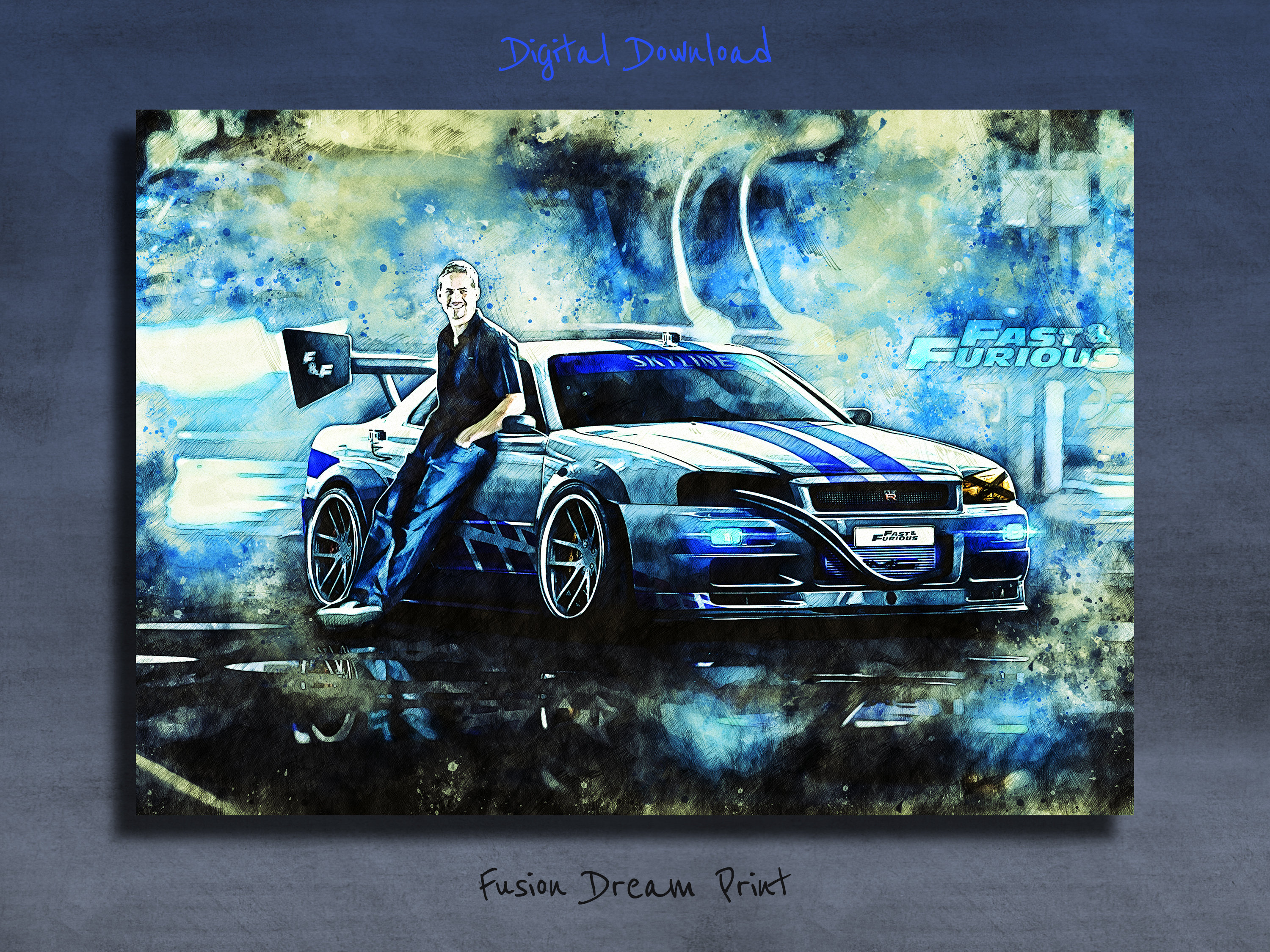 Nissan Skyline Paul Walker Fast and Furious Car Art Print - Etsy UK