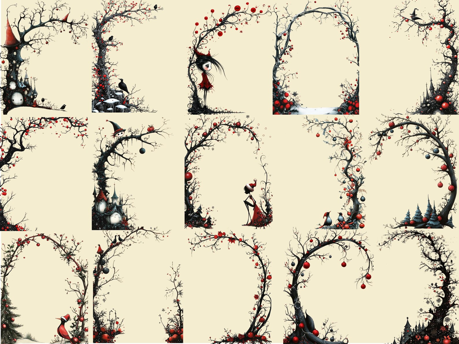 45 Png Whimsical Christmas Borders Bundle for Your Holiday Projects ...