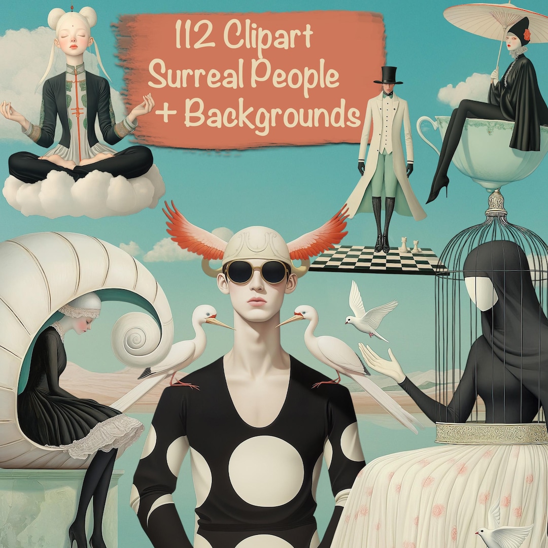 112 Png Surreal Peculiar People Bundle + 30 Backgrounds, DIY, Cards ...