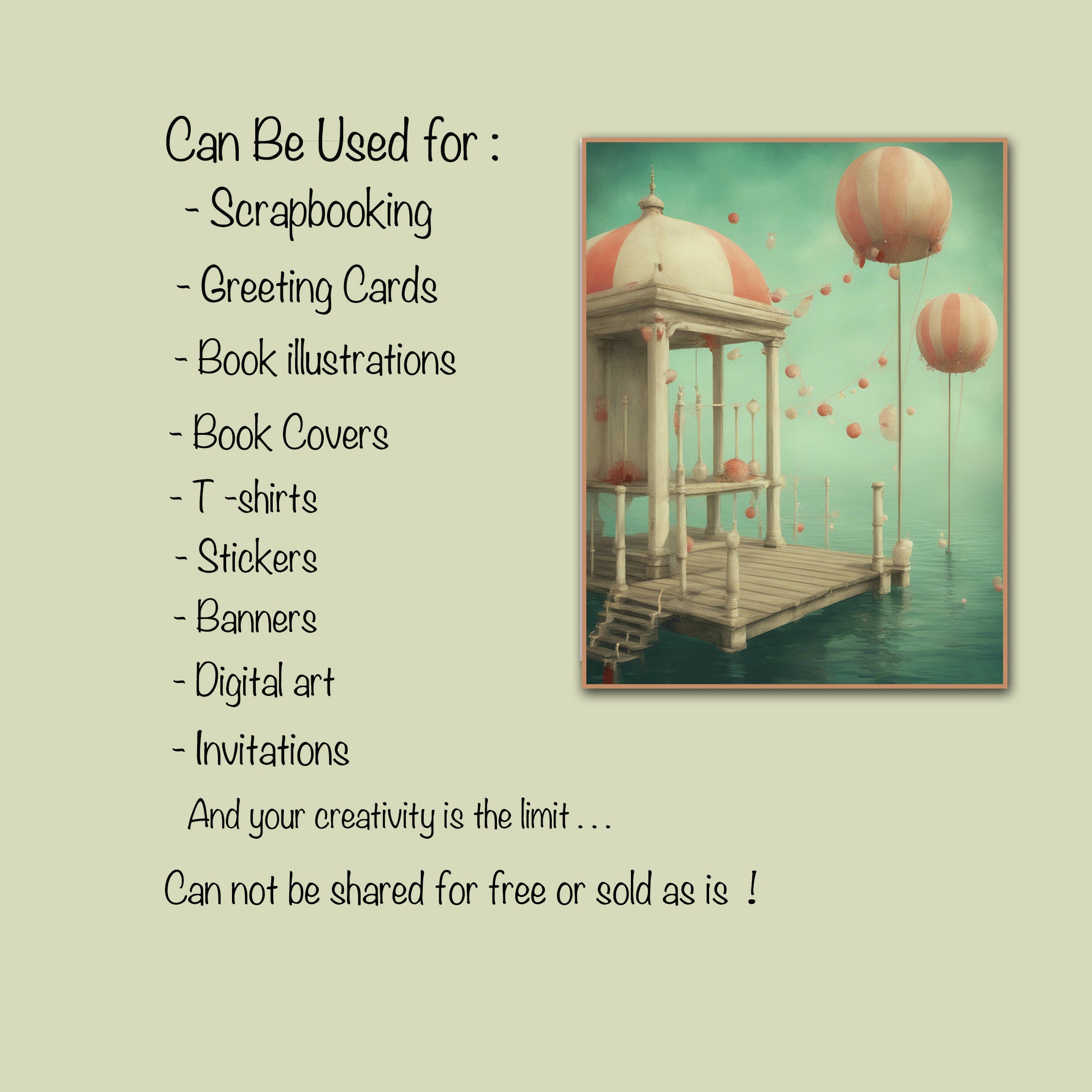 15 Surreal Beach Summer Scenes Digital Paper Pack for Card Making ...