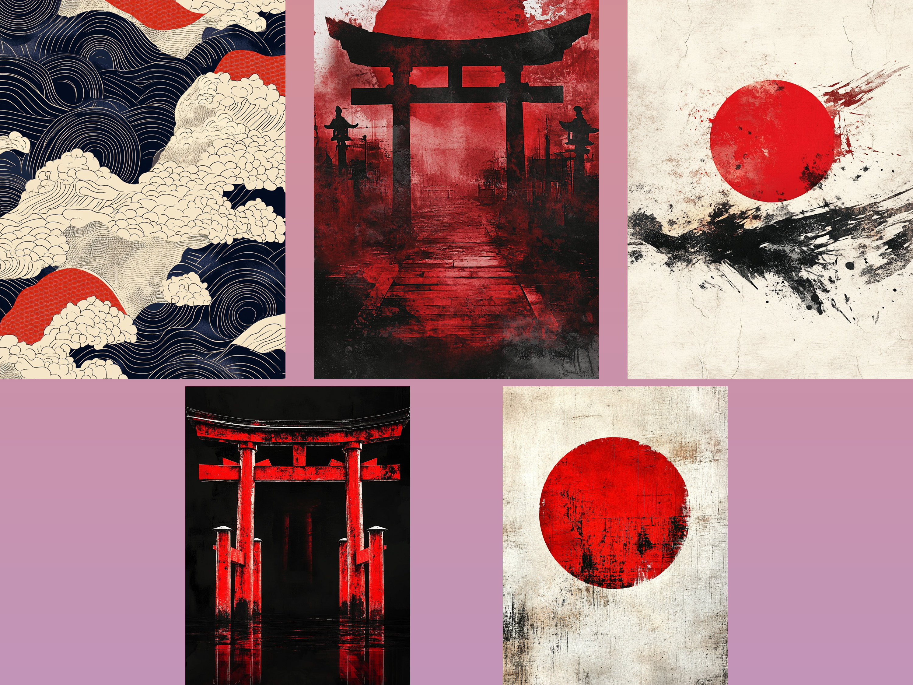 Japanese Surreal People 60 Clipart Bundle + 20 Backgrounds - for Cards ...