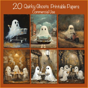 Halloween Ghosts Printable Paper Bundle - 20 Whimsical and Quirky ...