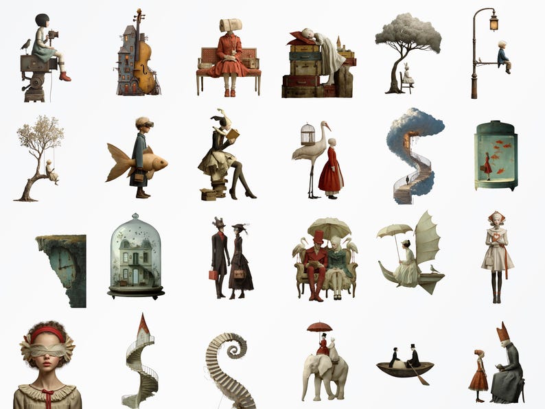 Daydream Escape Characters Part 2 : 50 Clipart PNG + 15 Backgrounds ...