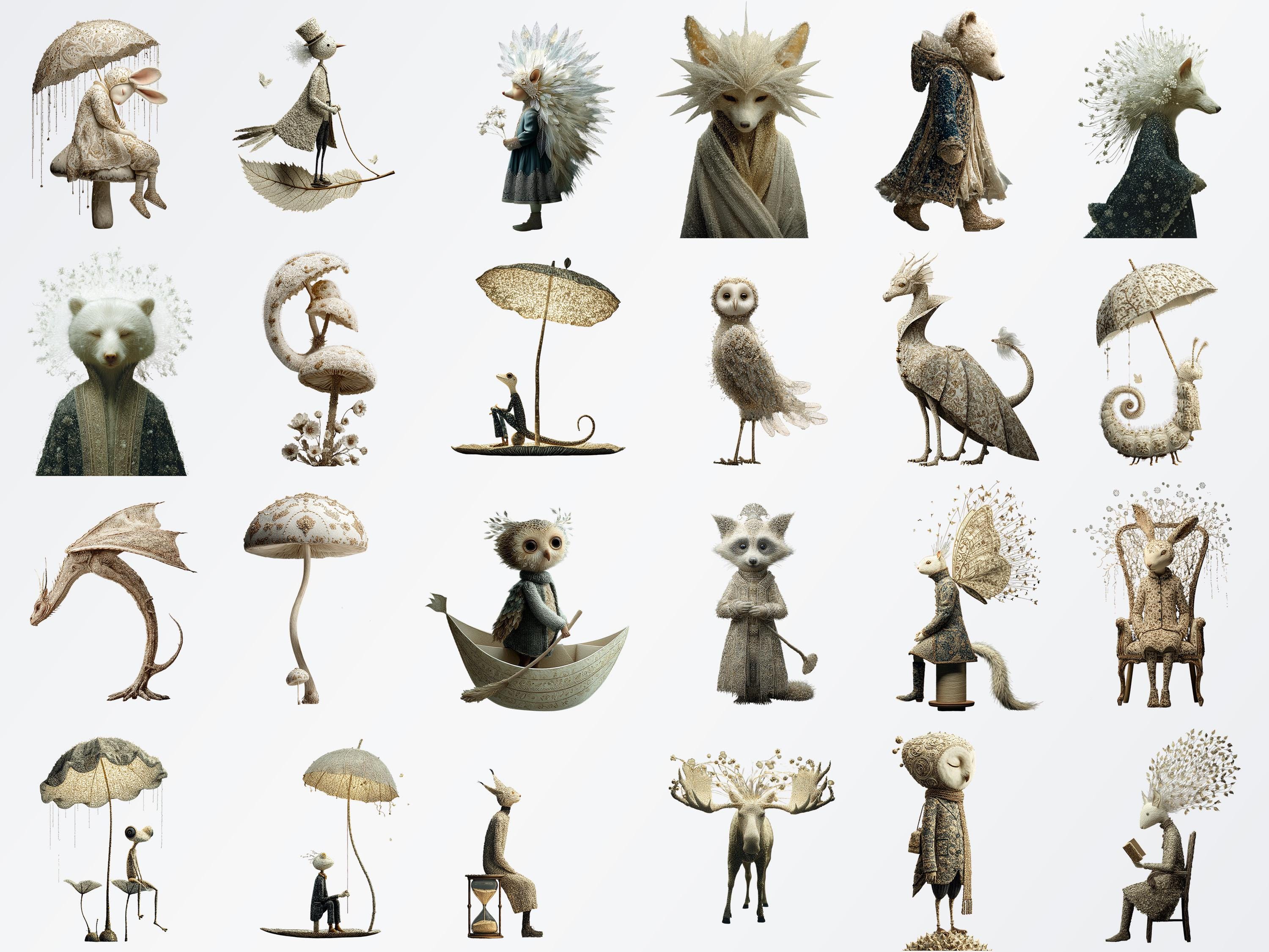 Fantasy Winter Characters 45 Clipart PNG + 15 Backgrounds, DIY, Cards ...