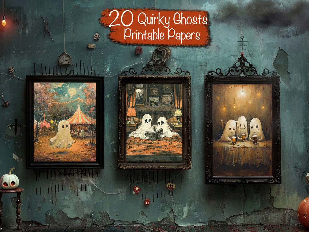 Halloween Ghosts Printable Paper Bundle - 20 Whimsical and Quirky ...