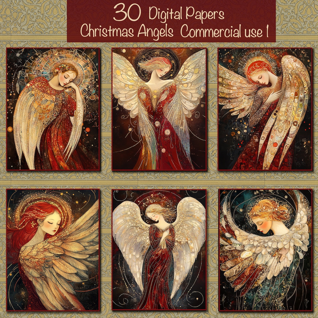30 Christmas Angels Unique Portraits, for Crafts , Junk Journal ...