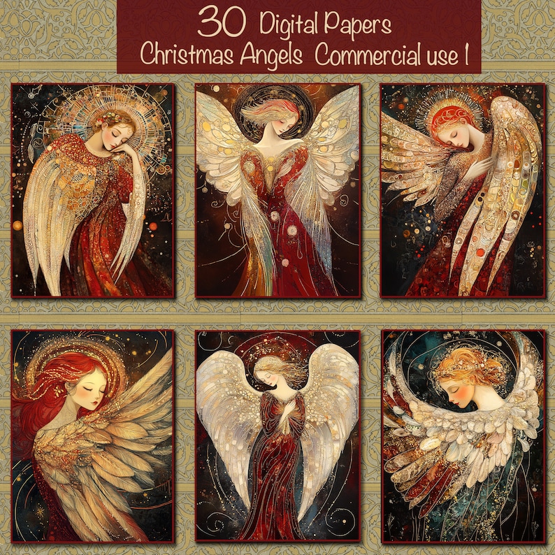 30 Christmas Angels Unique Portraits, for Crafts , Junk Journal ...