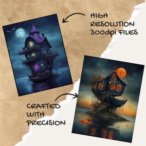 Set of 20 Whimsical Spooky Halloween Haunted Houses, Digital Papers ...