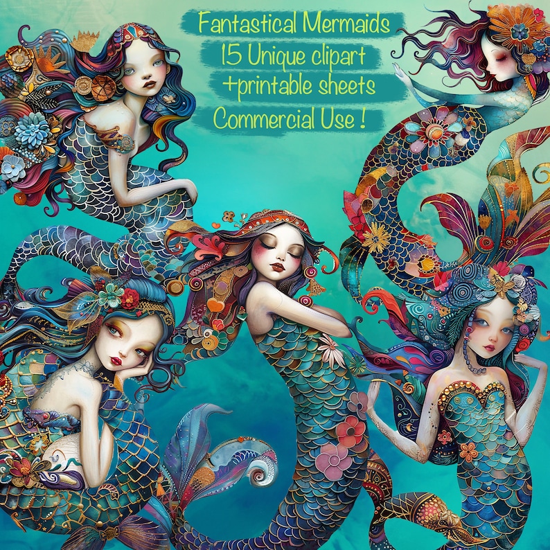 Fantastical Mermaid Whimsical Unique Characters , Clipart Png ...